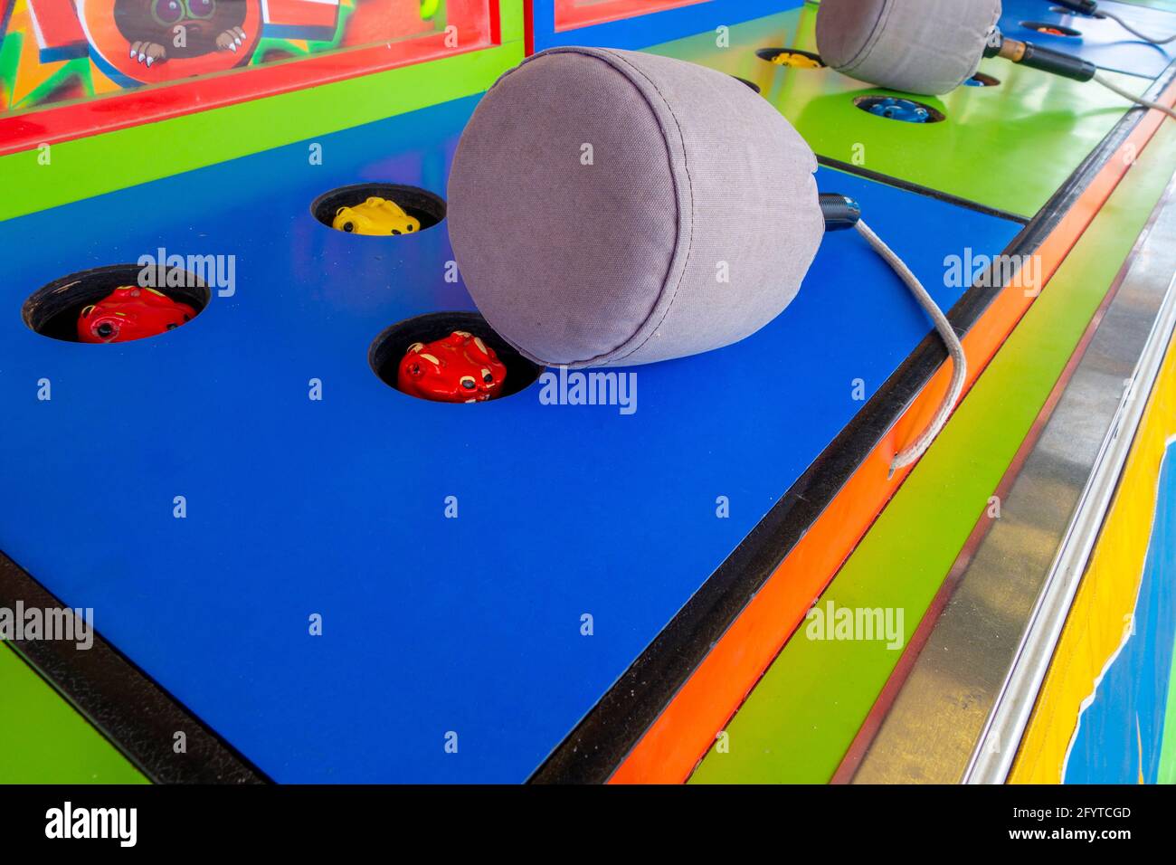 Mole Buster Whac-A-Mole machine hit the plastic mole as the pop out of ...