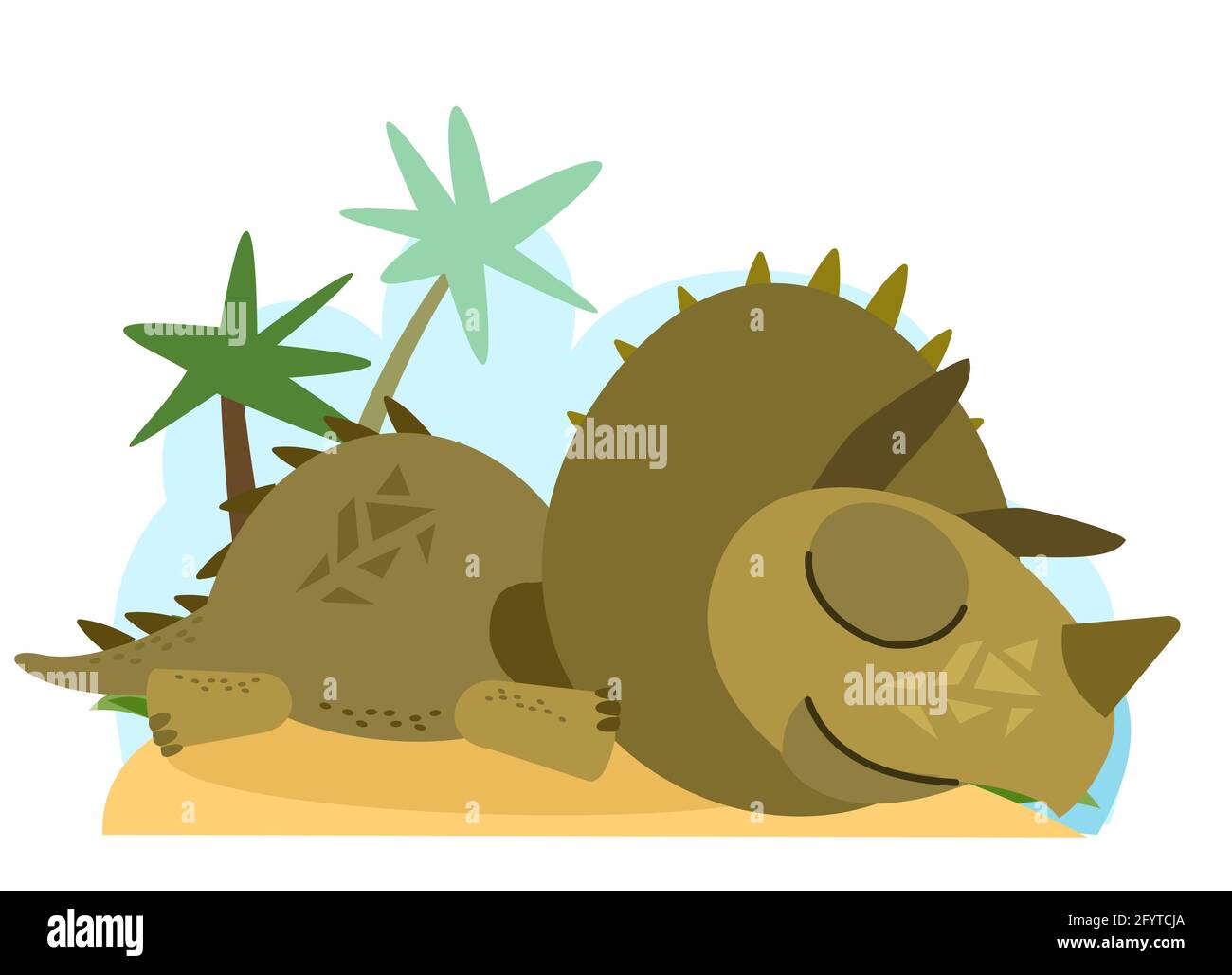 little dinosaur cub is sleeping. The isolated object on a white ...