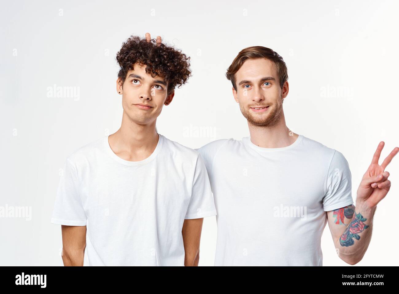 Two men pointing fingers other hi-res stock photography and images - Alamy