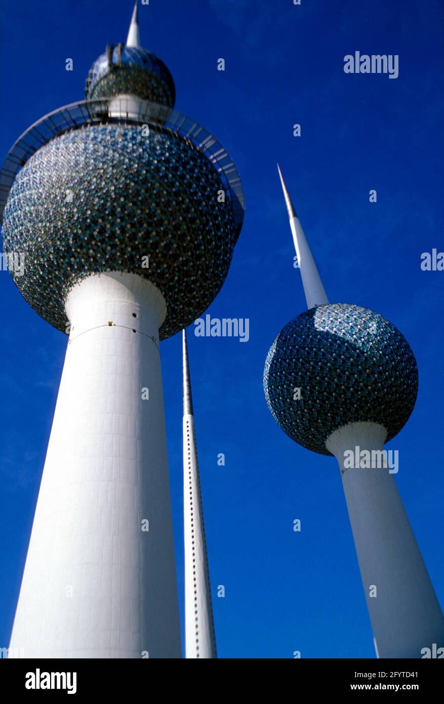 Kuwait Towers covered in 50,000 steel plates, built 1976 Stock Photo ...