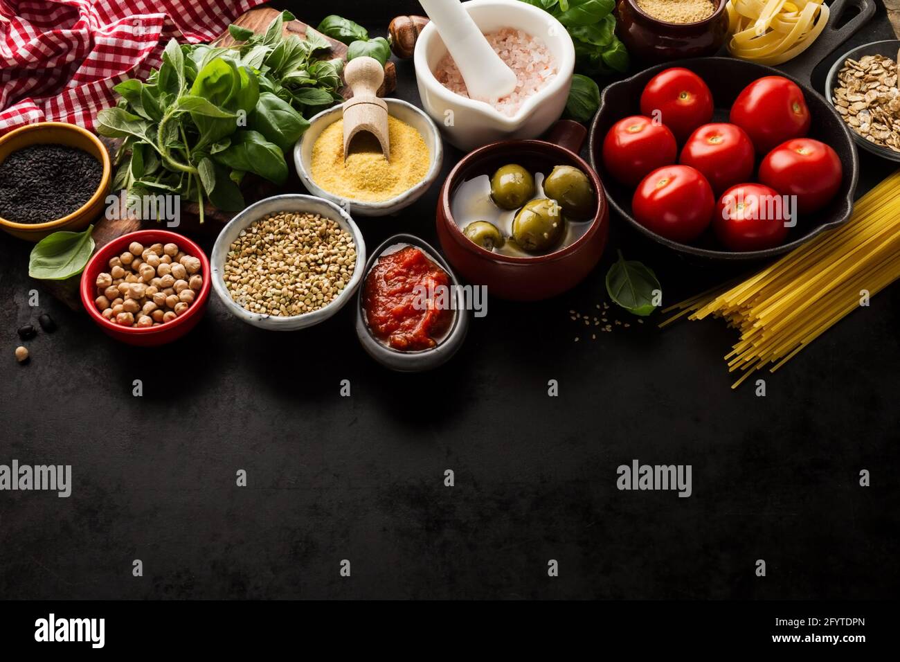 Food background Food Concept with Various Tasty Fresh Ingredients for ...