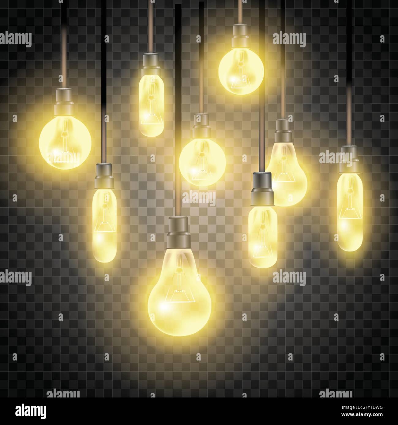 Modern 3d realistic vector collection of light bulbs. Isolated ...