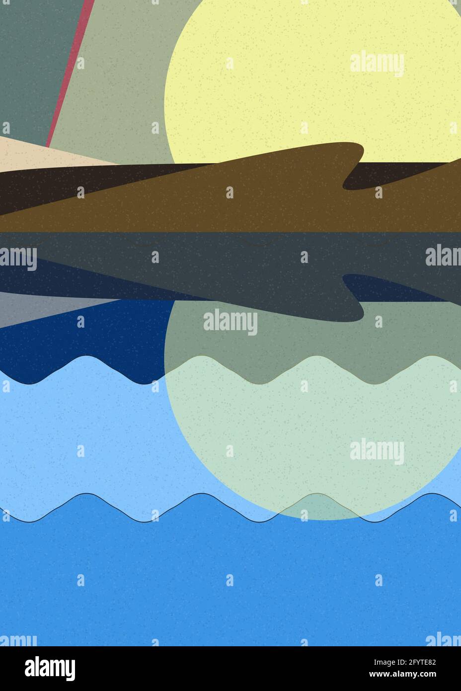 Geometric landscape silhouette generative art poster illustration Stock ...