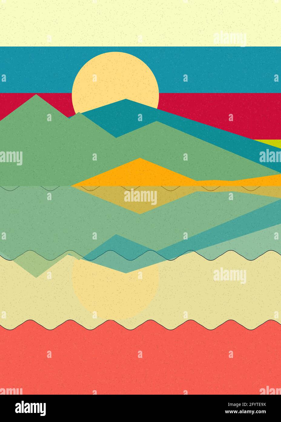 Geometric landscape silhouette generative art poster illustration Stock ...