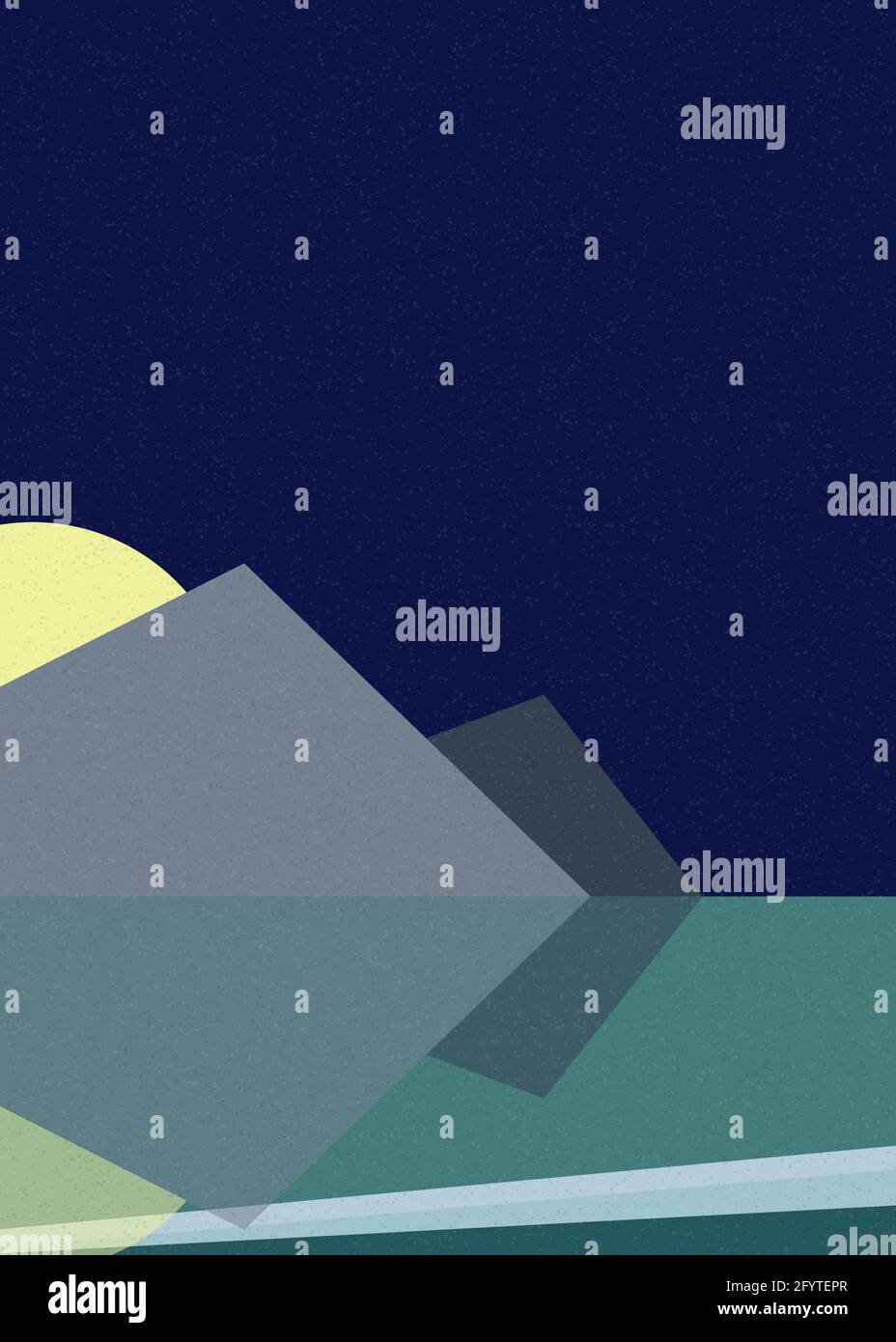 Geometric landscape silhouette generative art poster illustration Stock ...