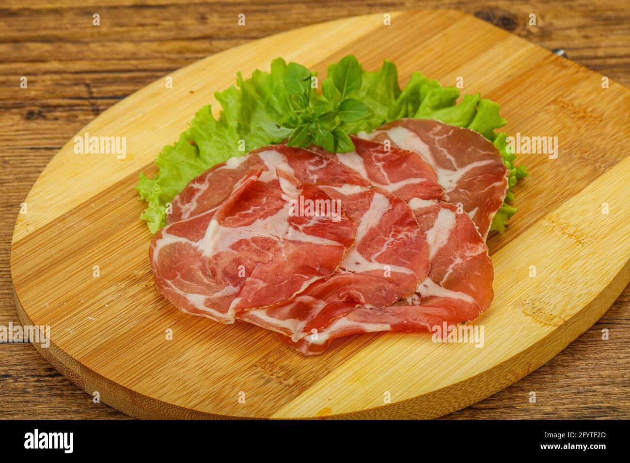 Delicous Smoked pork neck slices snack Stock Photo - Alamy