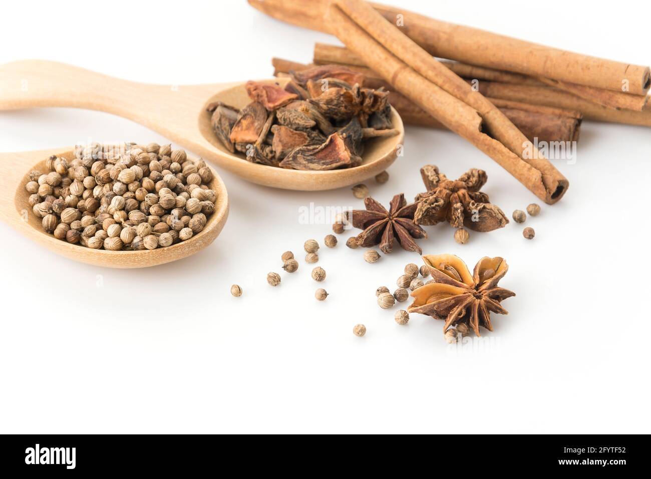 five-spice ingredient on white background Stock Photo - Alamy