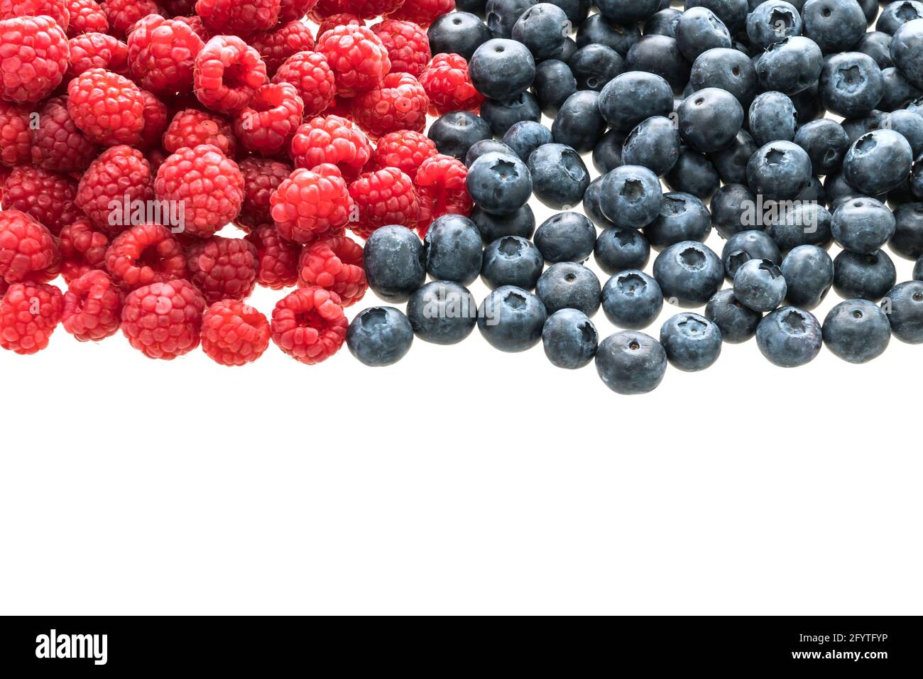 Group of Blueberry and Rasberry fruit isolated on white background ...