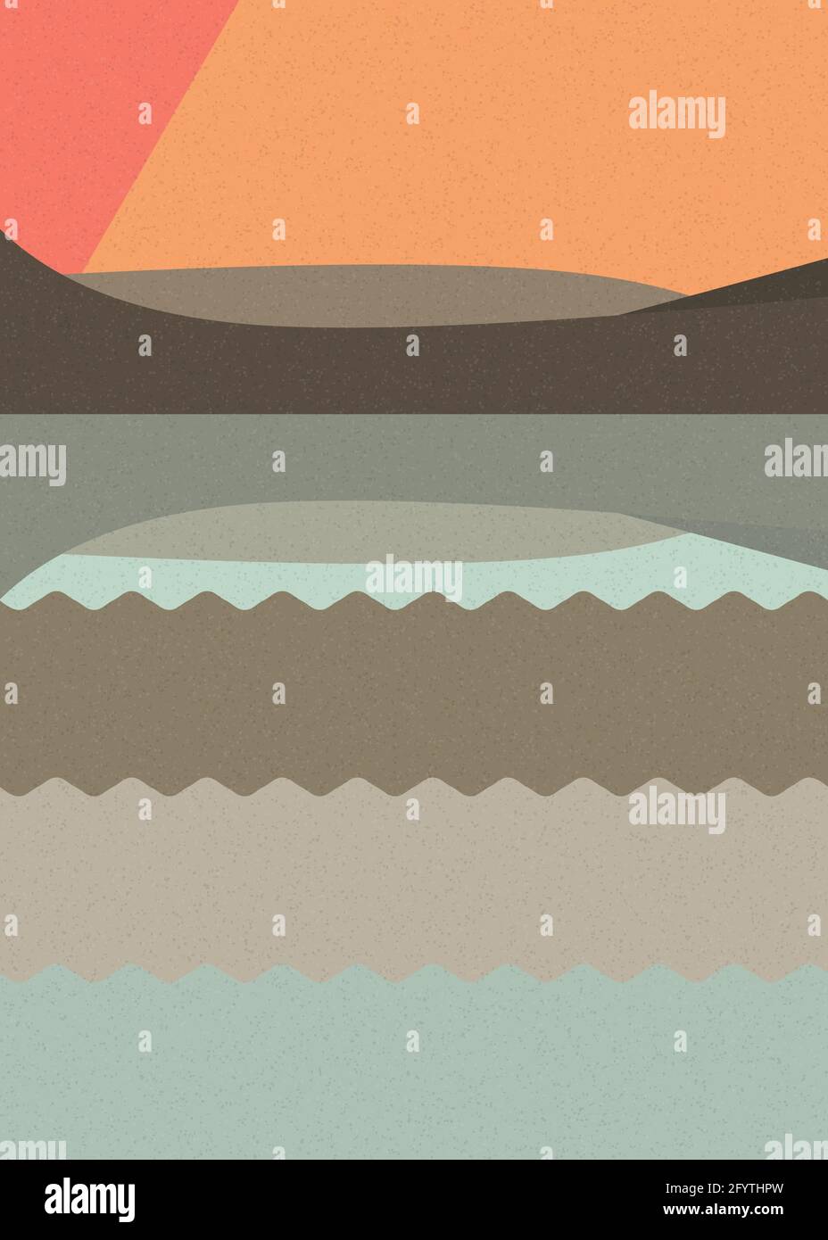 Geometric landscape silhouette generative art poster illustration Stock ...