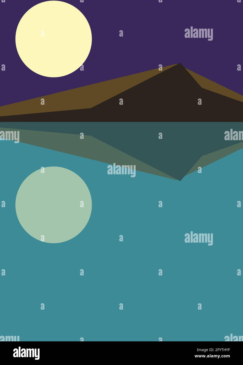 Geometric landscape silhouette generative art poster illustration Stock ...