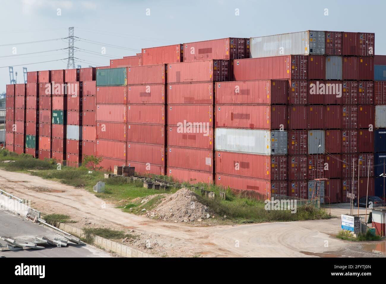Intermodal cargo containers depot Stock Photo - Alamy