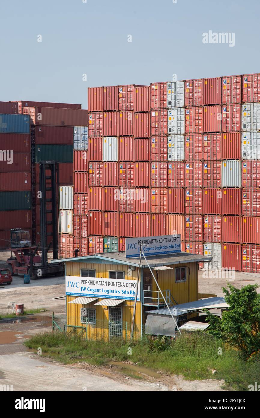 Intermodal cargo containers depot Stock Photo - Alamy