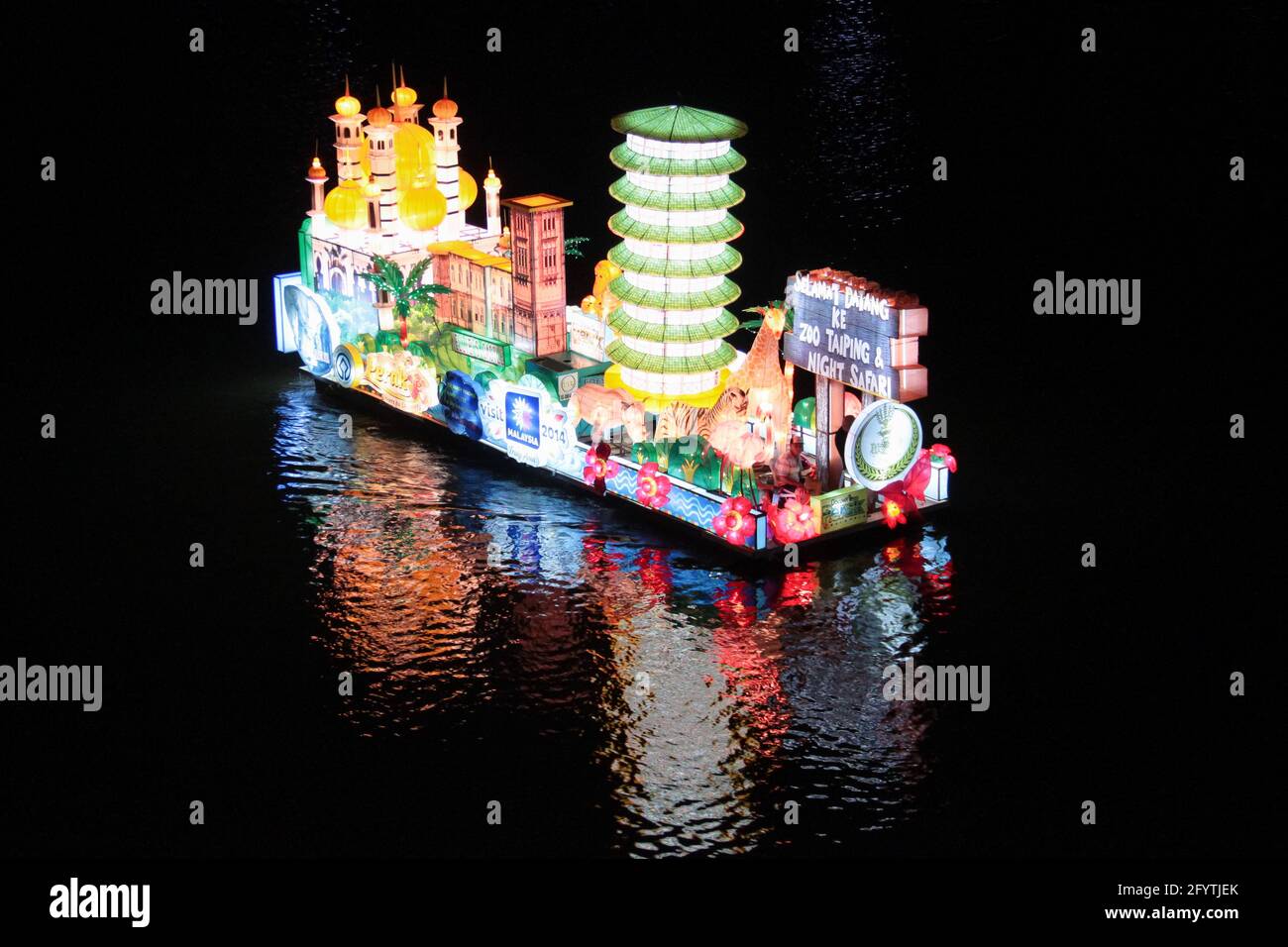 Floats by Perak state of Malaysia is decorated with replicas of ...