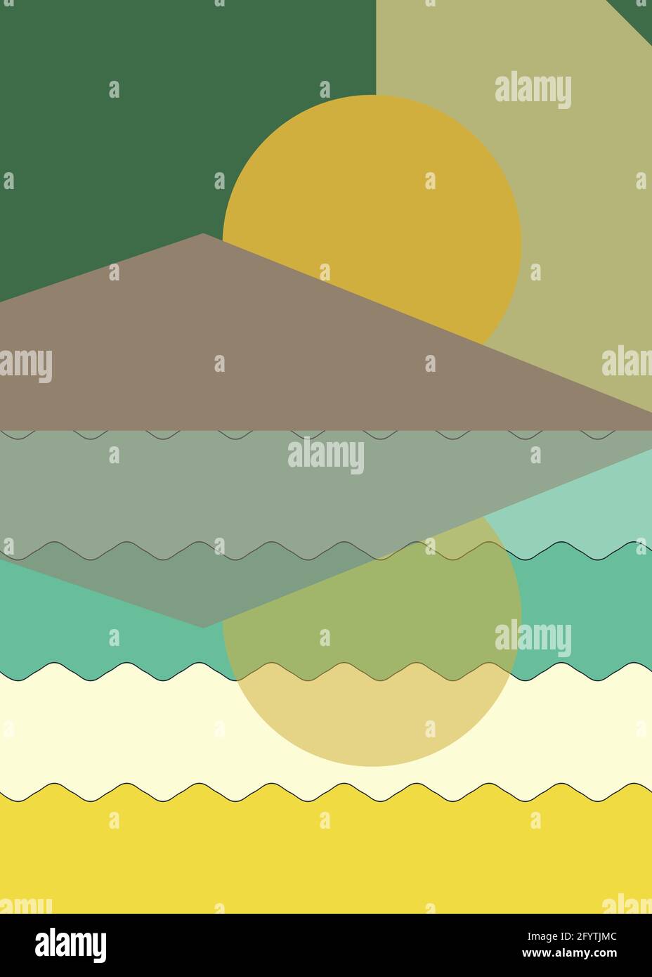 Geometric landscape silhouette generative art poster illustration Stock ...