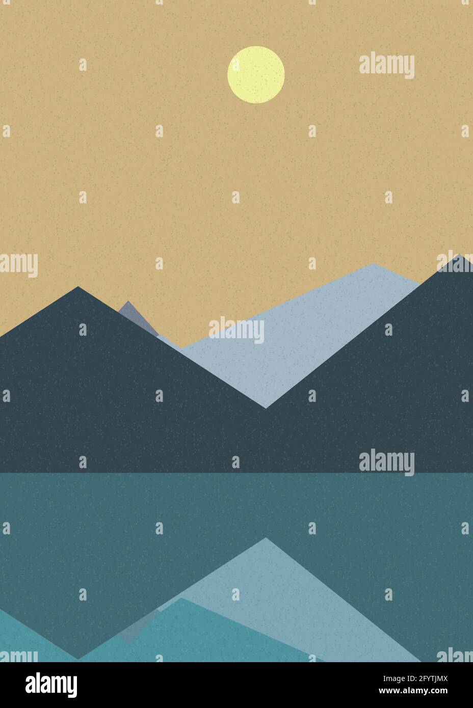 Geometric landscape silhouette generative art poster illustration Stock ...
