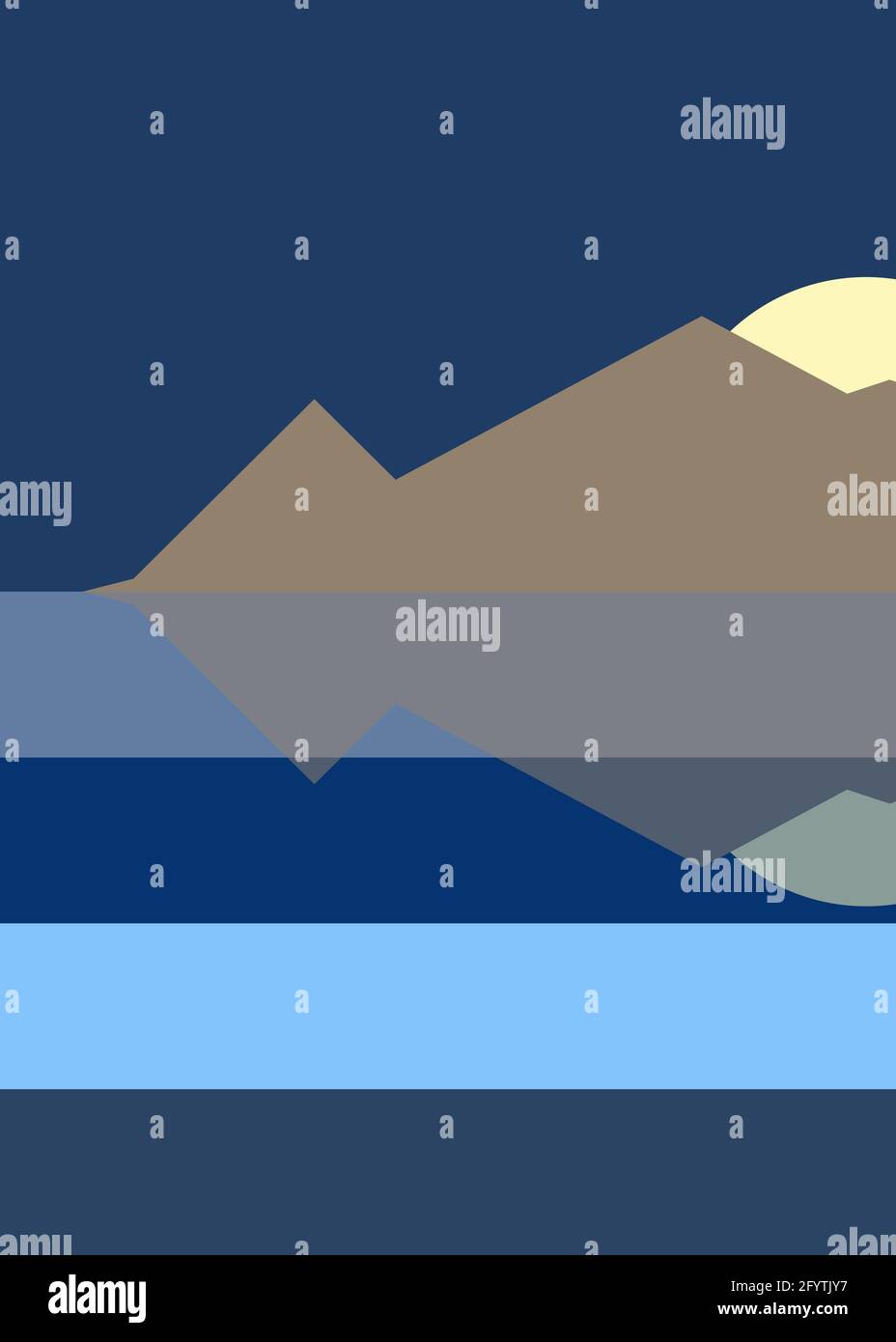 Geometric landscape silhouette generative art poster illustration Stock ...