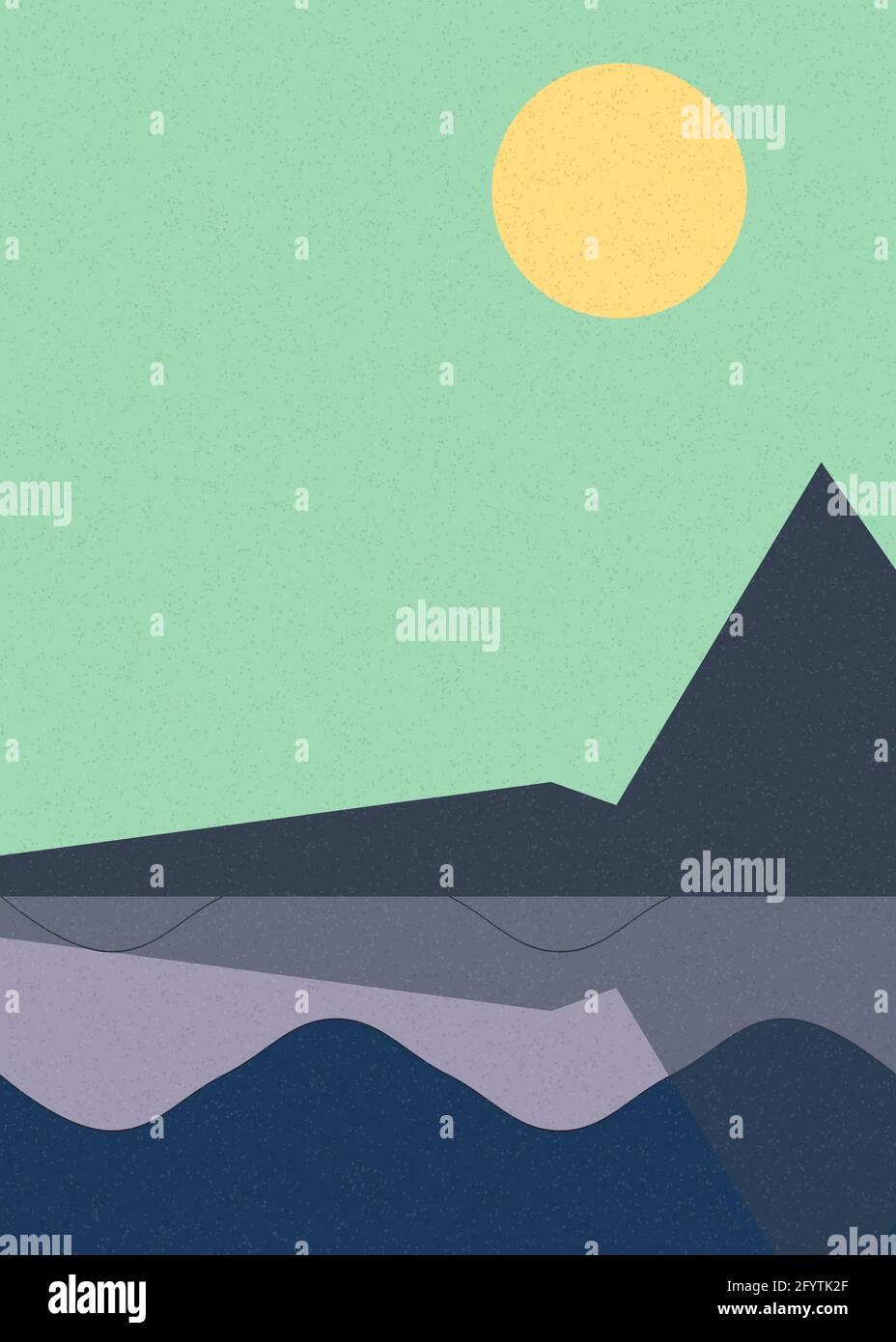 Geometric landscape silhouette generative art poster illustration Stock ...