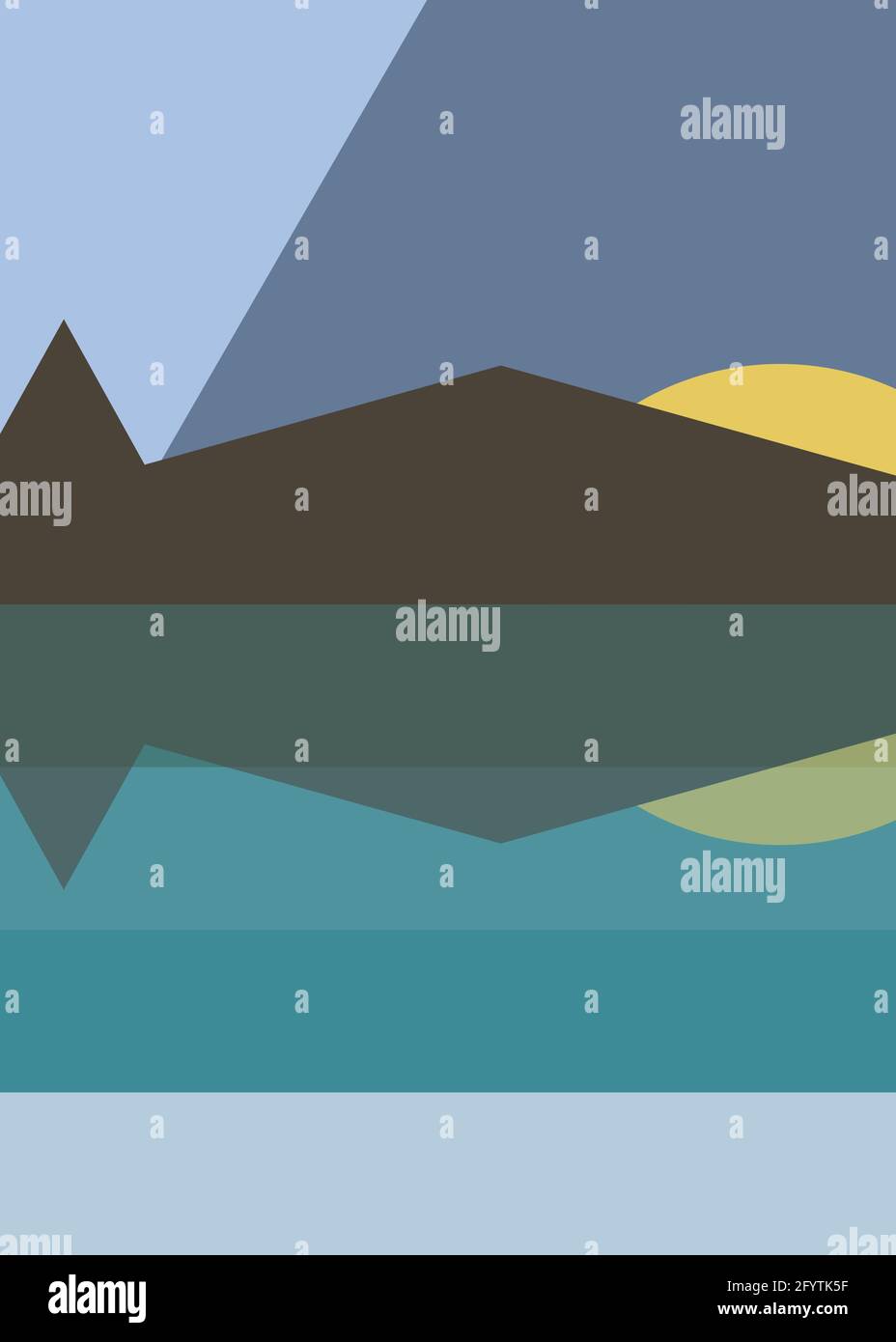 Geometric landscape silhouette generative art poster illustration Stock ...