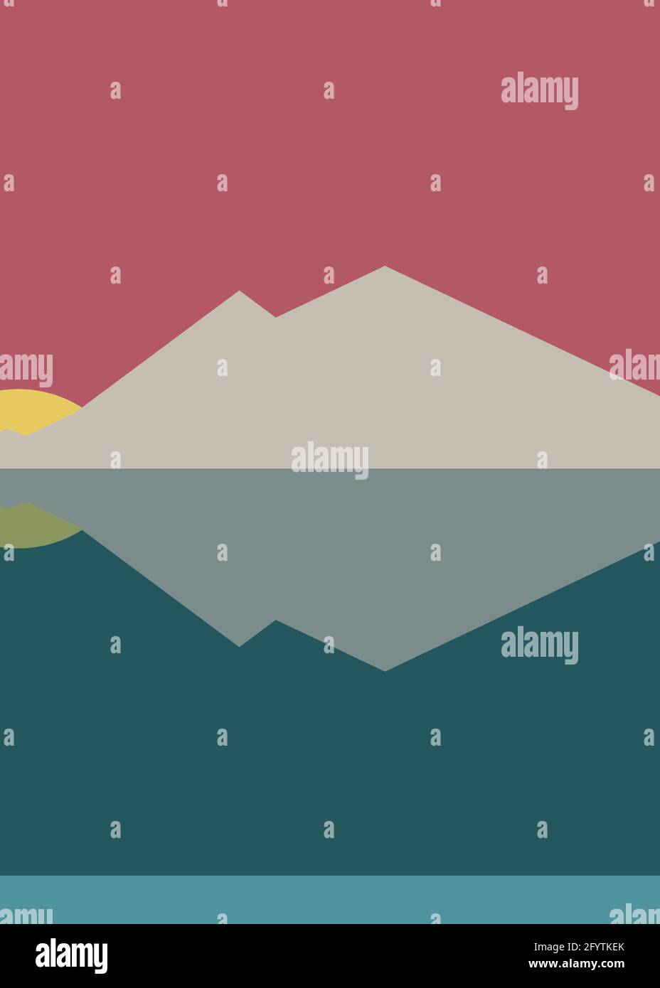 Geometric landscape silhouette generative art poster illustration Stock ...