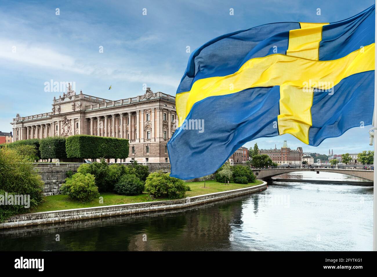 Sweden riksdag flag hi-res stock photography and images - Alamy