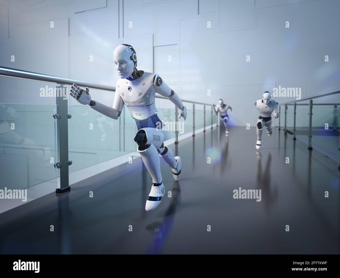3d rendering artificial intelligence robot or cyborg in competition ...