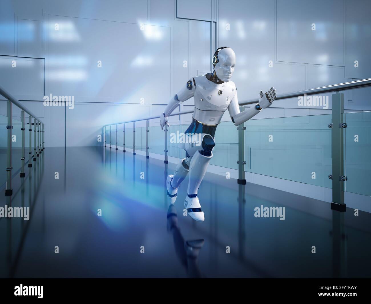 3d rendering artificial intelligence robot or cyborg fast move Stock ...