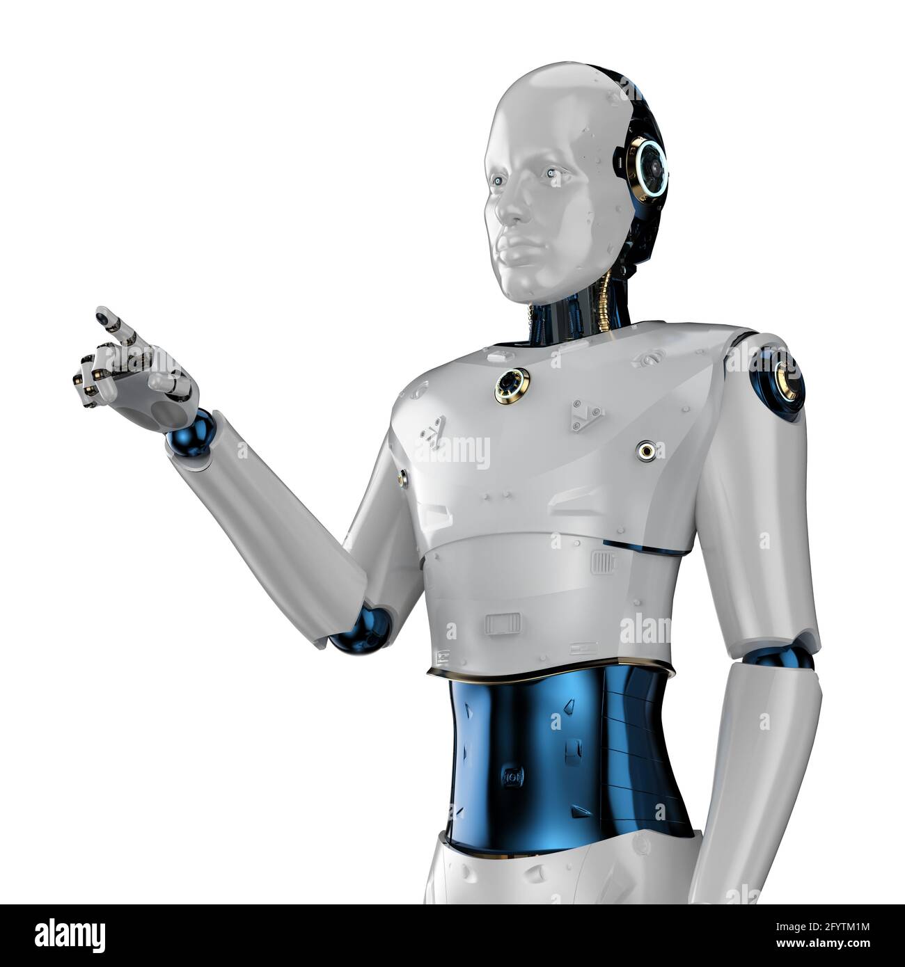 3d rendering artificial intelligence robot or cyborg finger point ...