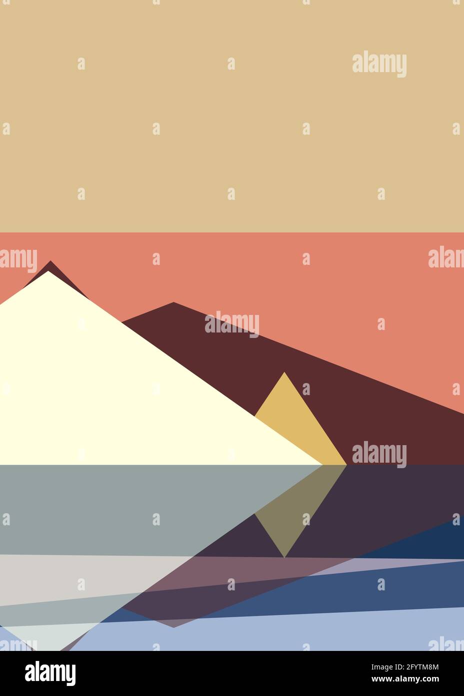 Geometric landscape silhouette generative art poster illustration Stock ...