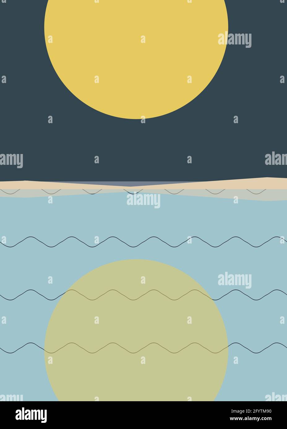 Geometric landscape silhouette generative art poster illustration Stock ...