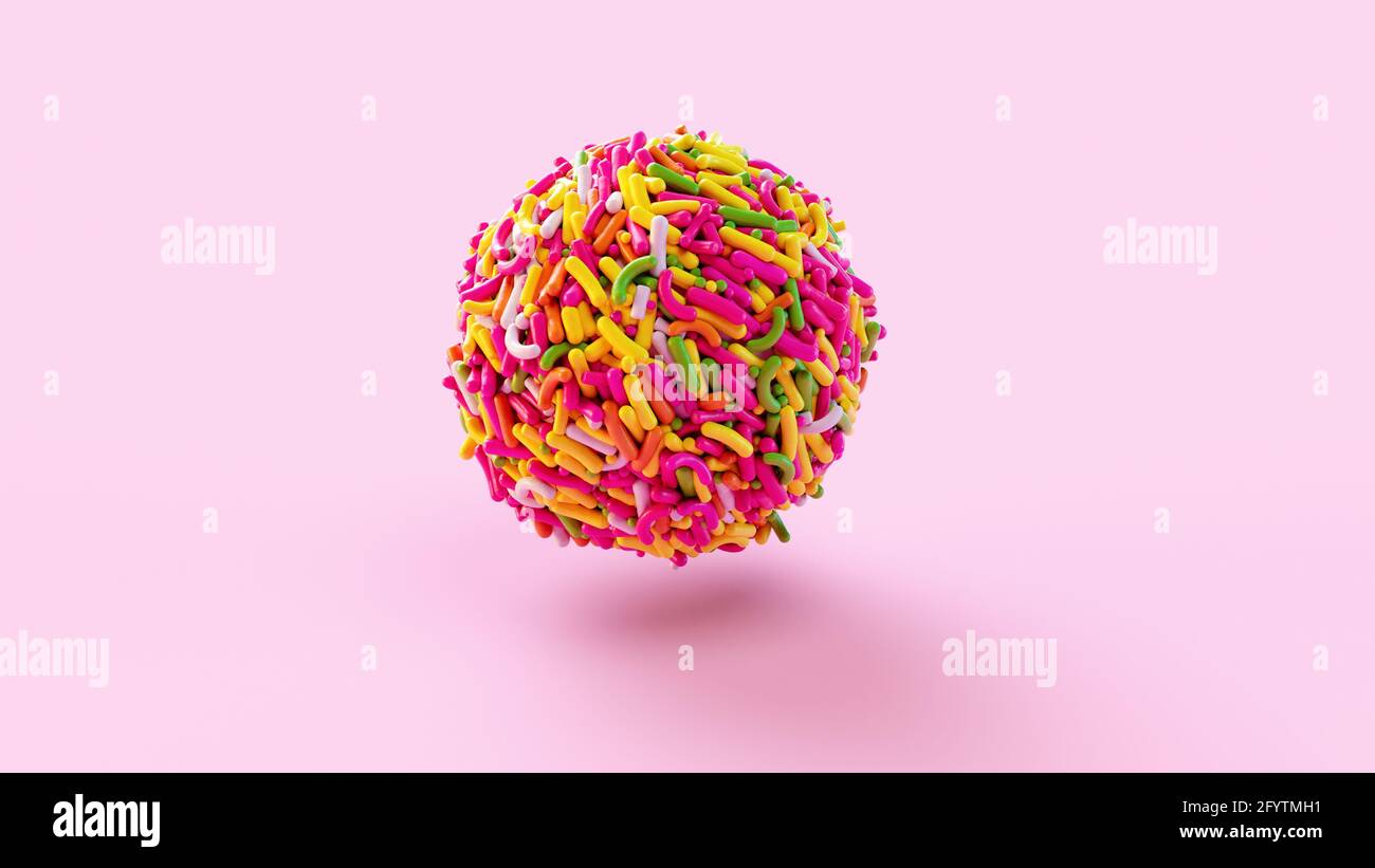 A ball covered with colorful sprinkles isolated on a white background ...