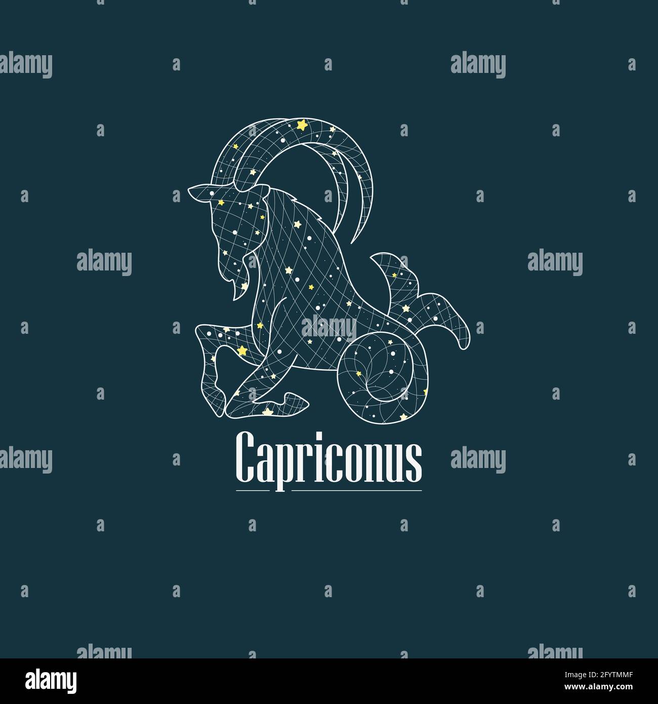 Capriconus. Zodiac sign design. Zodiac design with star grid. Abstract ...