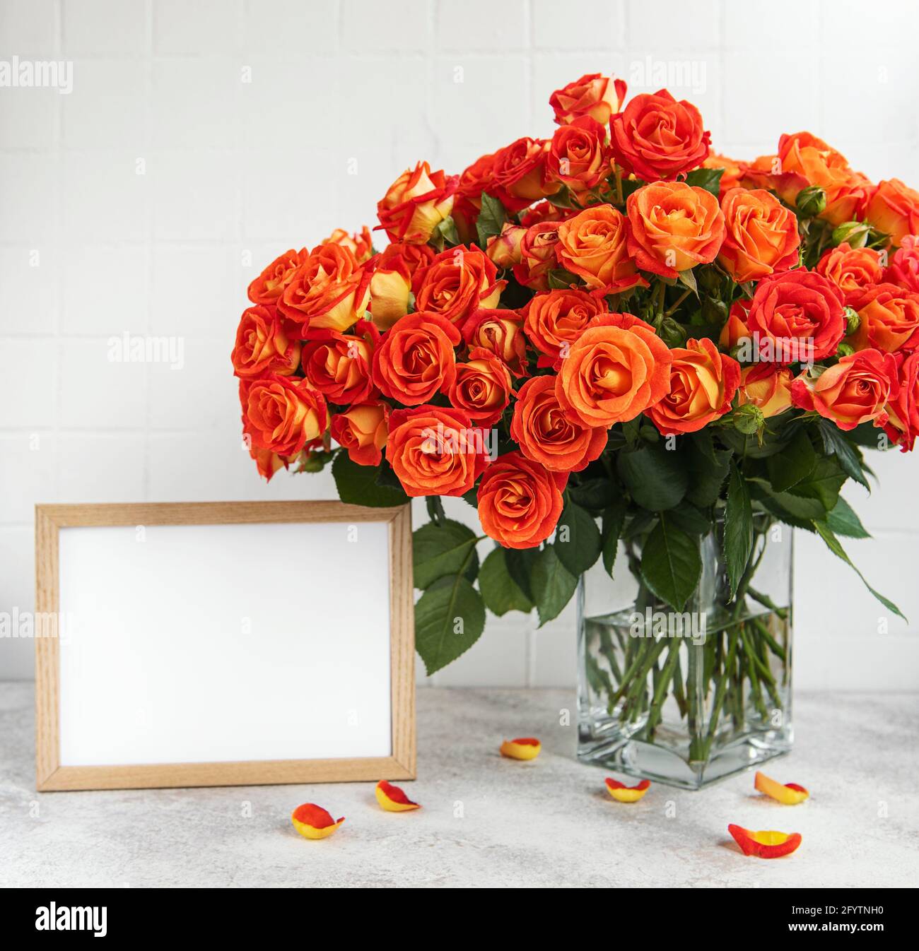 Wedding photo frame with roses hi-res stock photography and images - Alamy