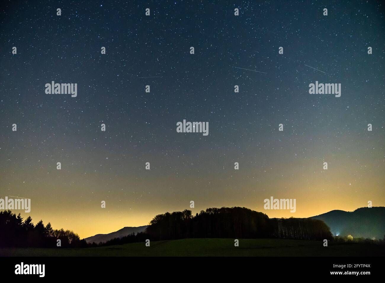 Germany, Schwarzwald starry night view up into space, a sky full of ...