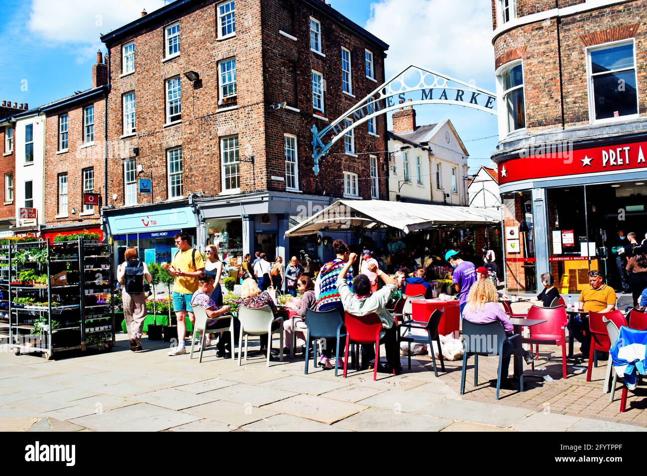 Parliament street and Shambles market, York, England Stock Photo - Alamy