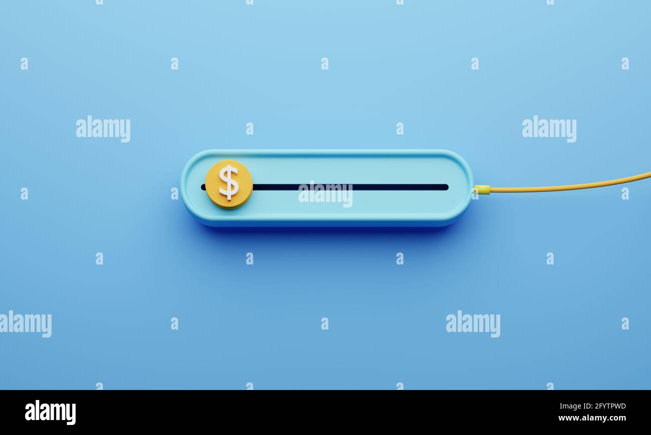 US dollar slide bar on blue background. Slider for making profit by ...