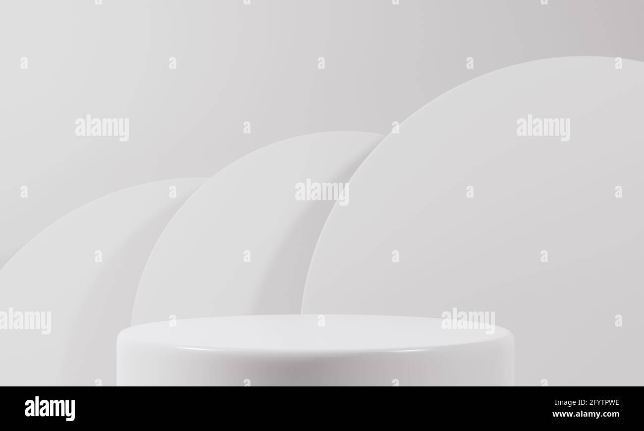 White product stand on white background. Abstract minimal geometry ...