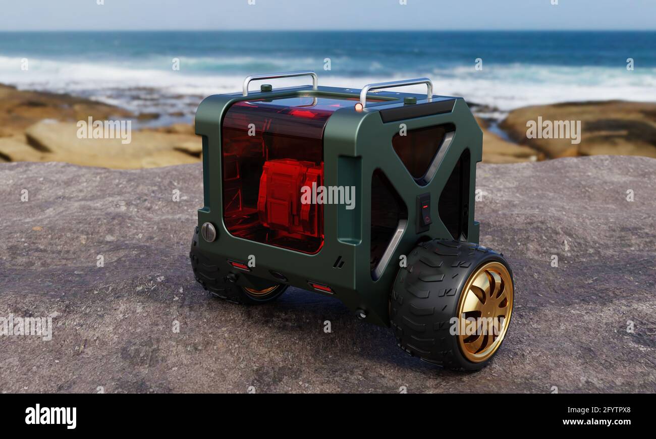 Two-wheel parcel and spare part delivery balancing box bot on rock hill ...