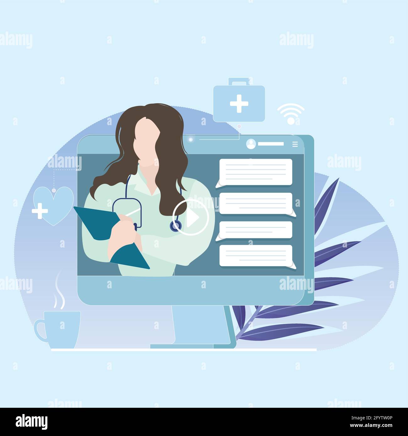 Online doctor consultation. Vector app to take care health, remote ...