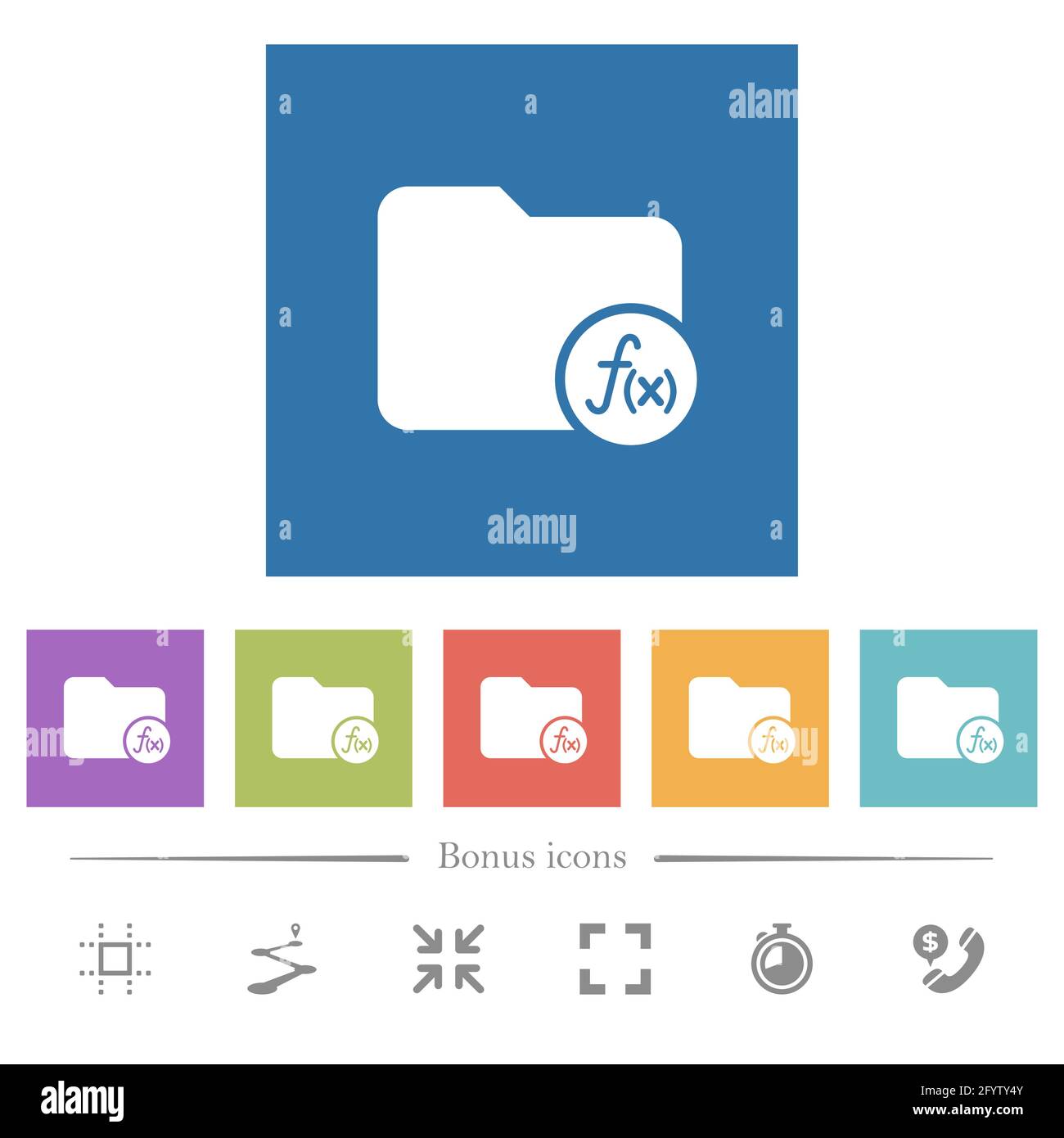 Directory functions flat white icons in square backgrounds. 6 bonus ...