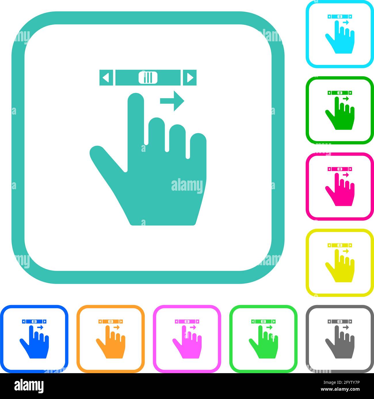 right handed scroll right gesture vivid colored flat icons in curved ...