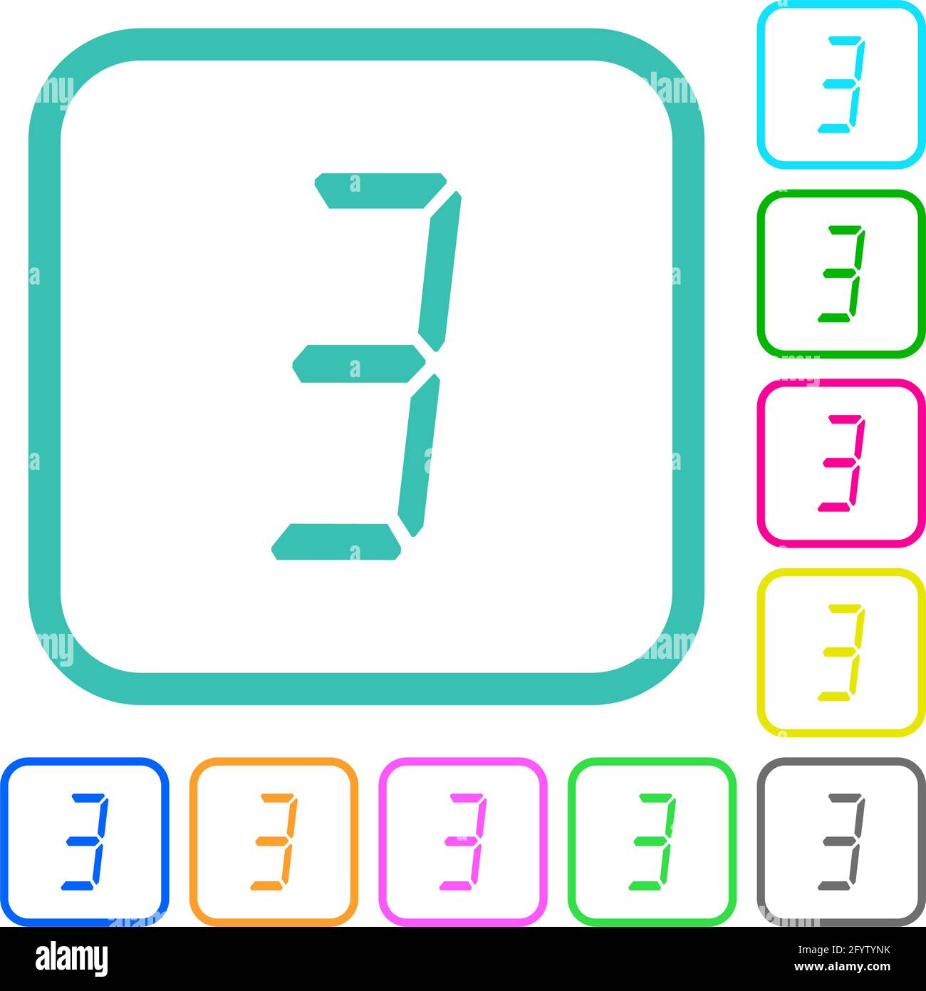 digital number three of seven segment type vivid colored flat icons in ...