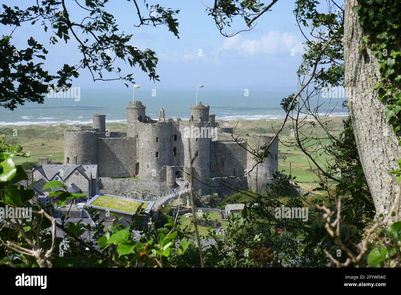 Harlech Castle and Cross Stock Photo - Alamy