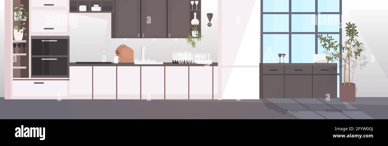 modern kitchen interior empty no people house room with furniture ...