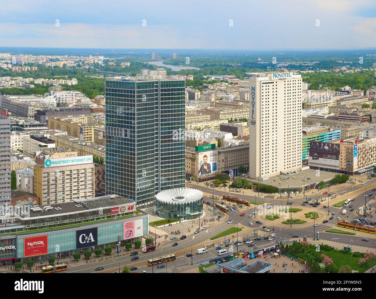 Panorama of Rondo Romana Dmowskiego, view from the observation deck of ...