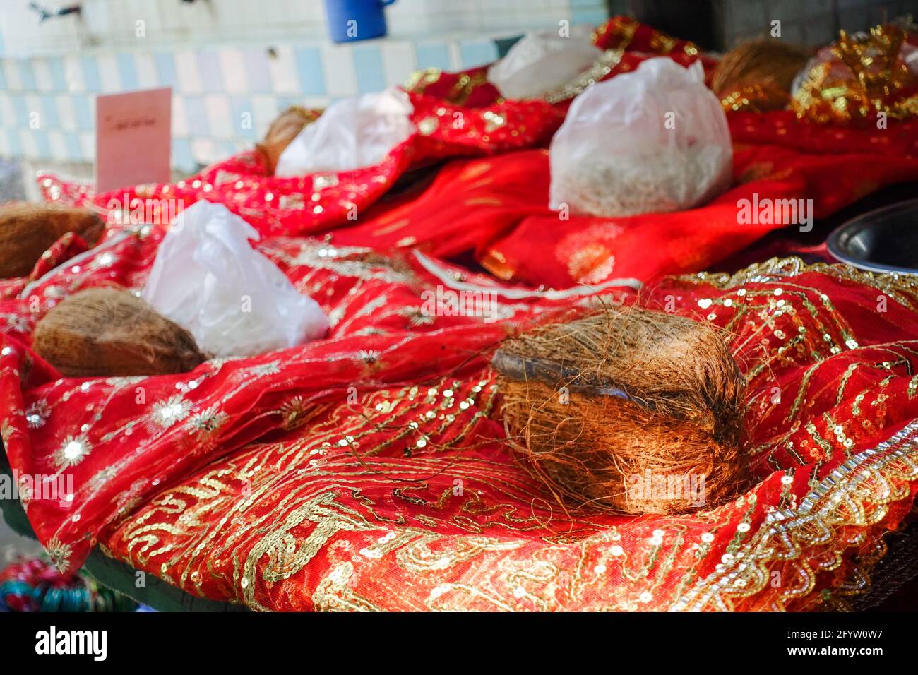A set of offering to god in India temples. In India it is a custom to ...