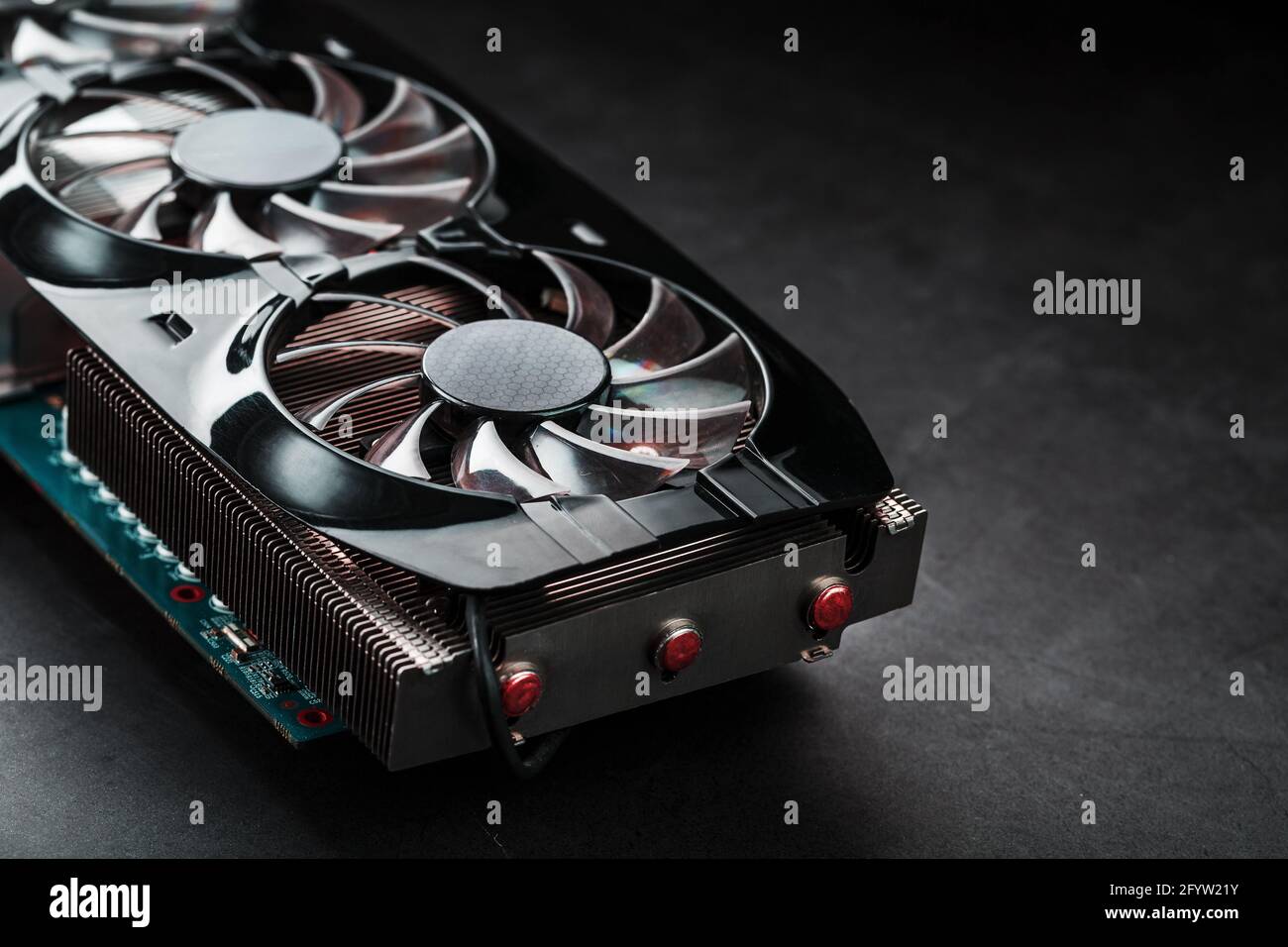 Game video card Cooler blades Selective close-up focus. Progressive ...