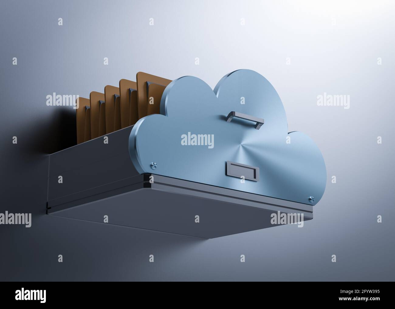 Cloud storage technology with 3d rendering drawer with files in cloud ...