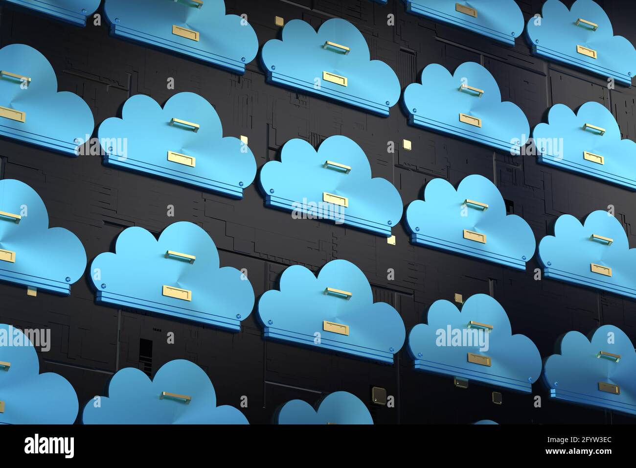Cloud storage technology with 3d rendering drawer with files in cloud ...