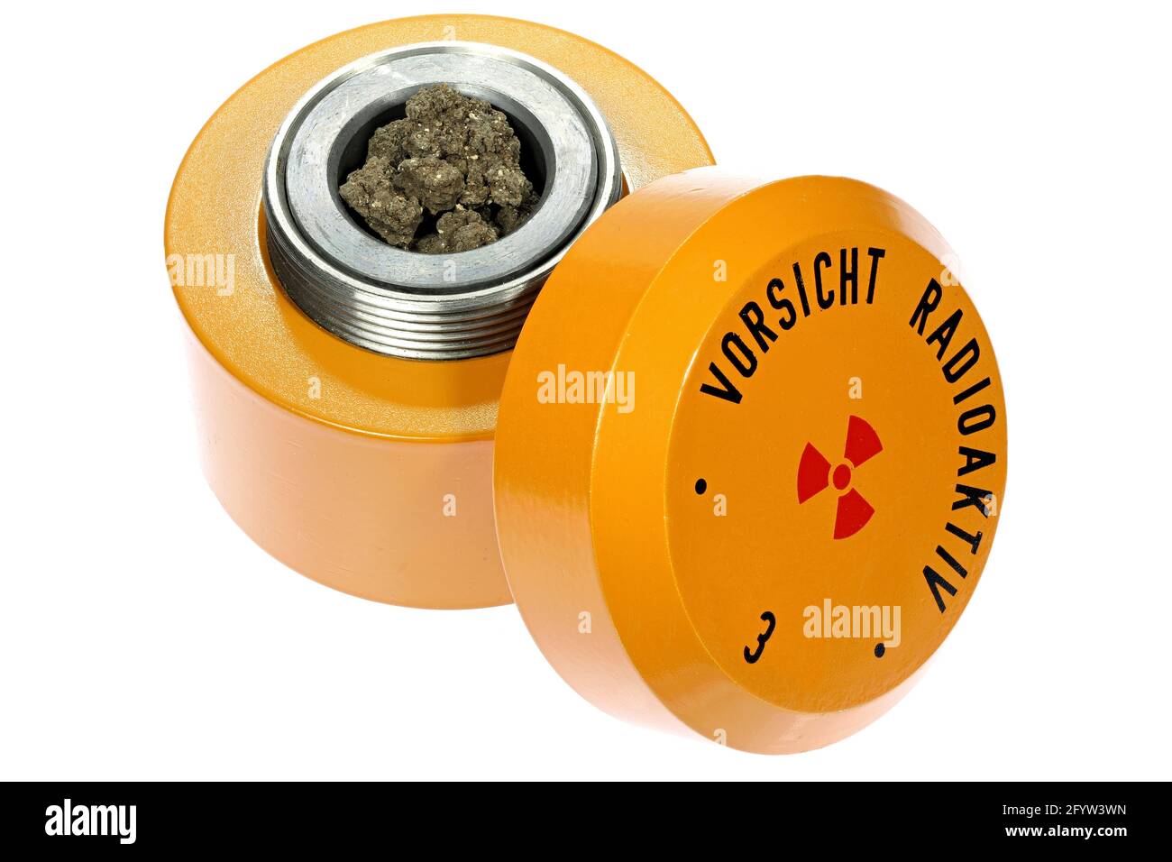 radioactive material in lead container isolated on white background ...