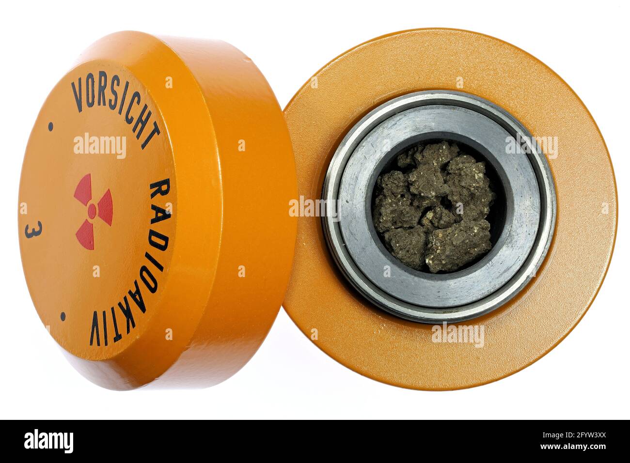 radioactive material in lead container isolated on white background ...